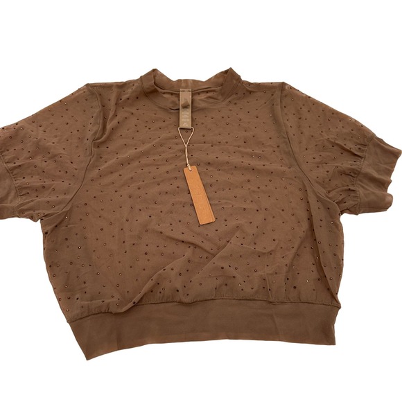 SKIMS | Swim | Skims Desert Brown Mesh Rhinestone Swim Cover Ups Tshirt ...